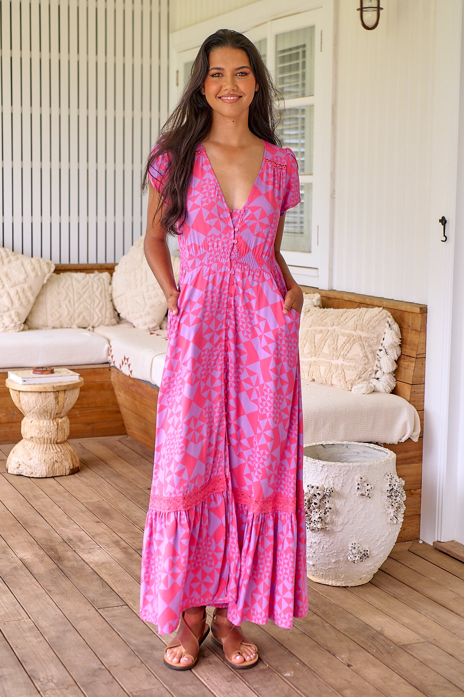 Azaylia Print Carmen Maxi Lilac And Mila