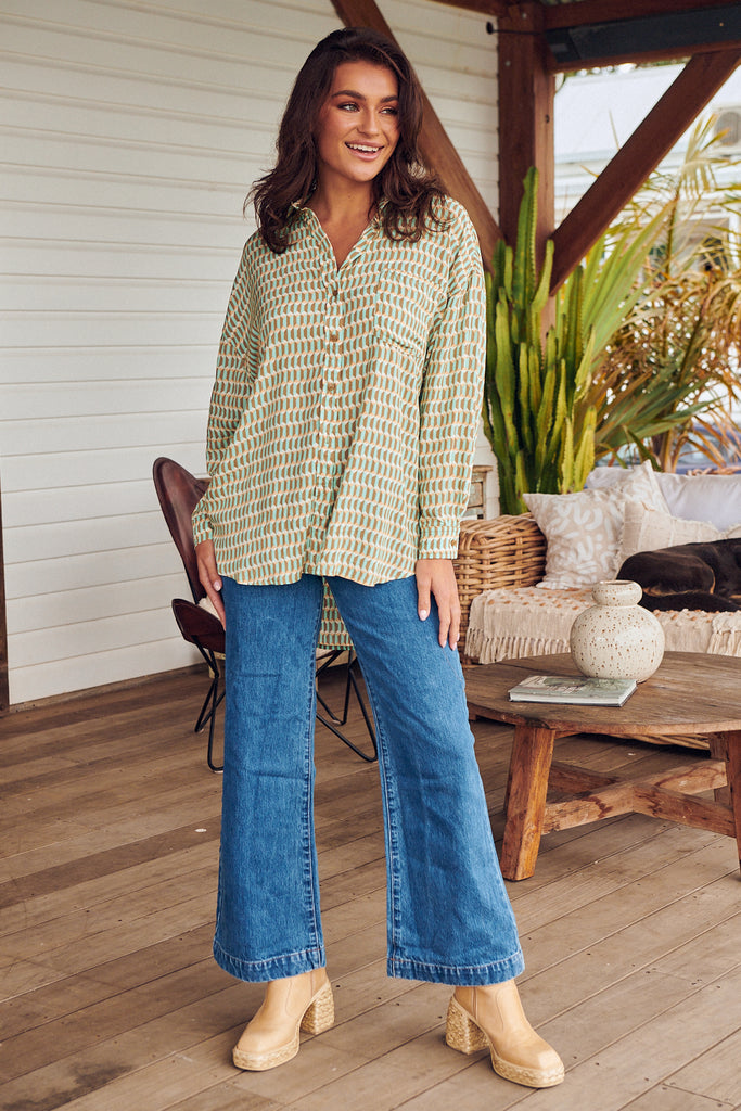 Addi Print Novella Shirt - Lilac and Mila