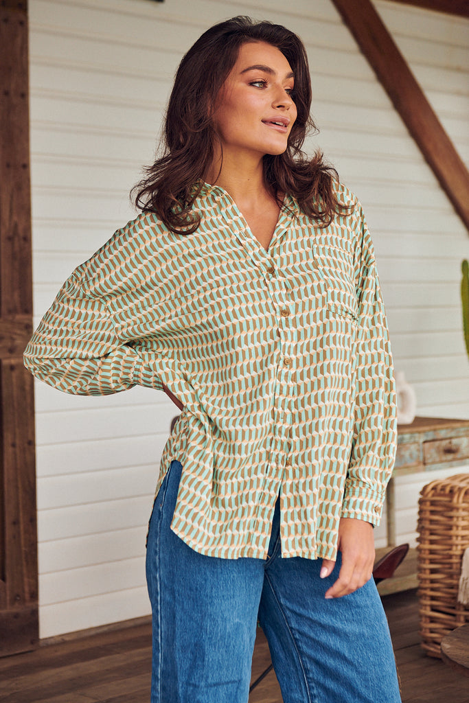 Addi Print Novella Shirt - Lilac and Mila