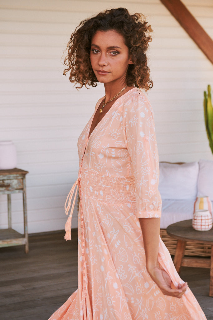 Peach Island Print Indiana Maxi - Lilac and Mila