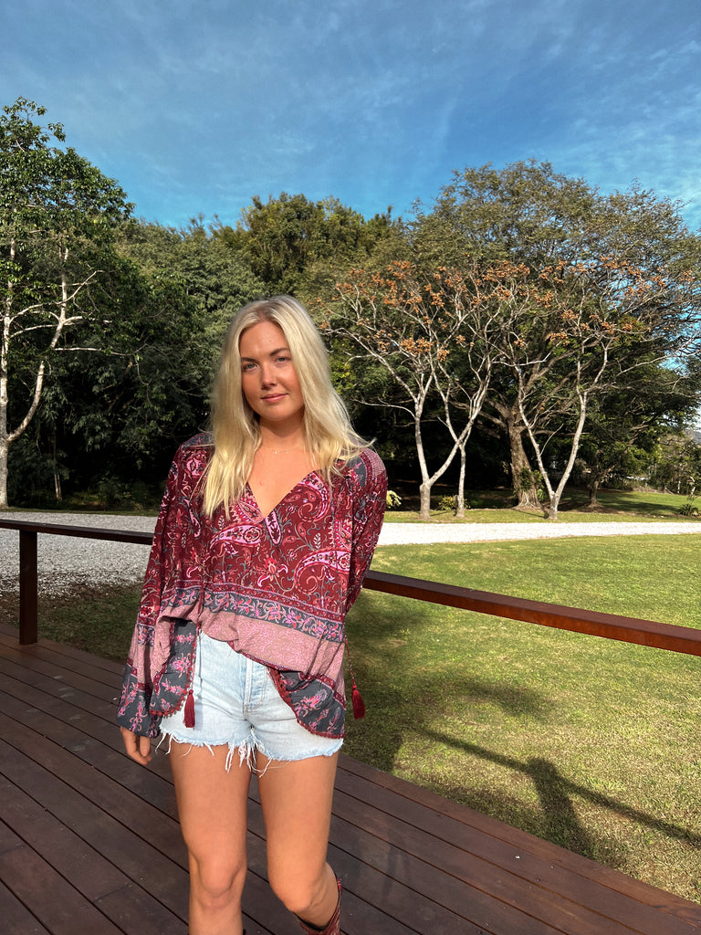 Sadie Print Rue Top - Lilac and Mila