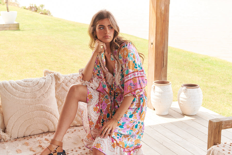Lilia Print Jasmine Midi Dress – Lilac and Mila