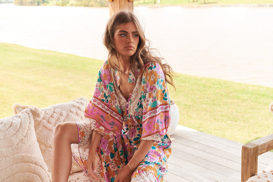 Lilia Print Jasmine Midi Dress – Lilac and Mila