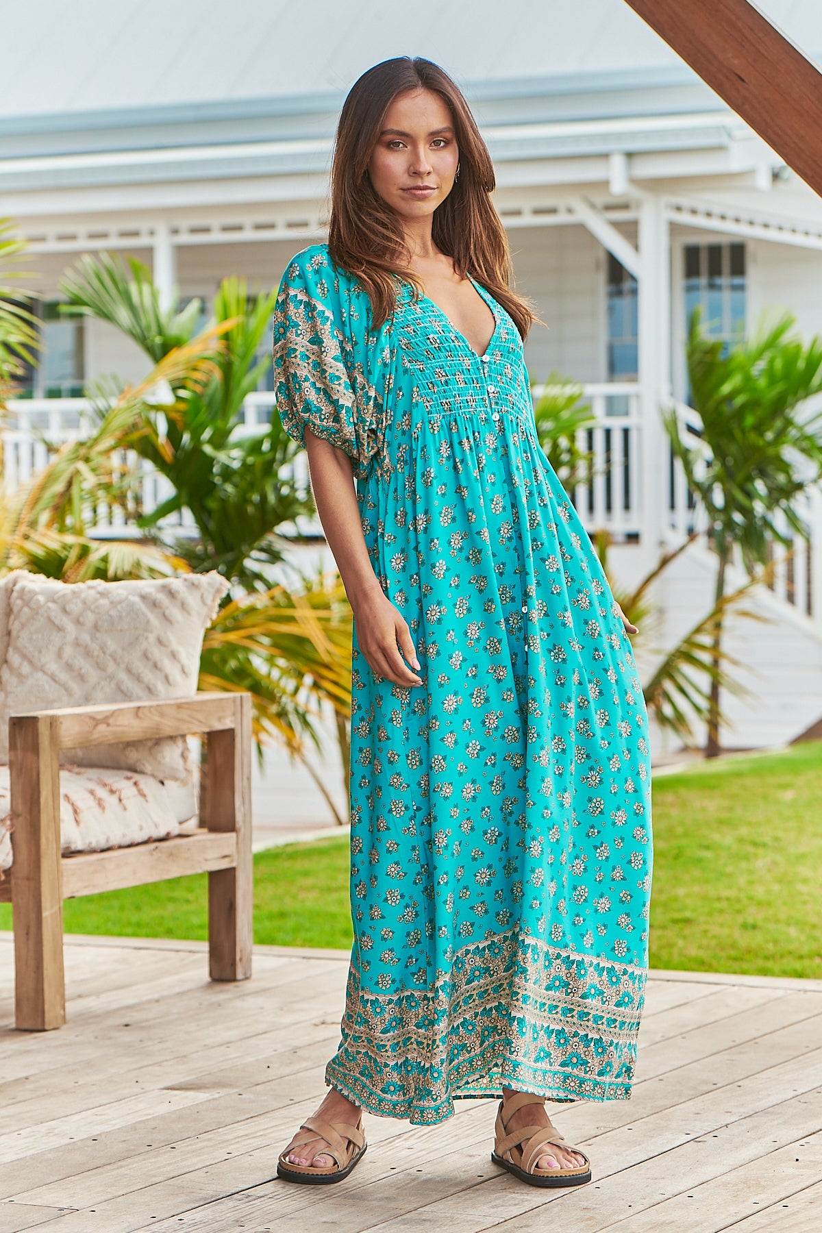 Maui Print Ellie Midi Dress – Lilac and Mila