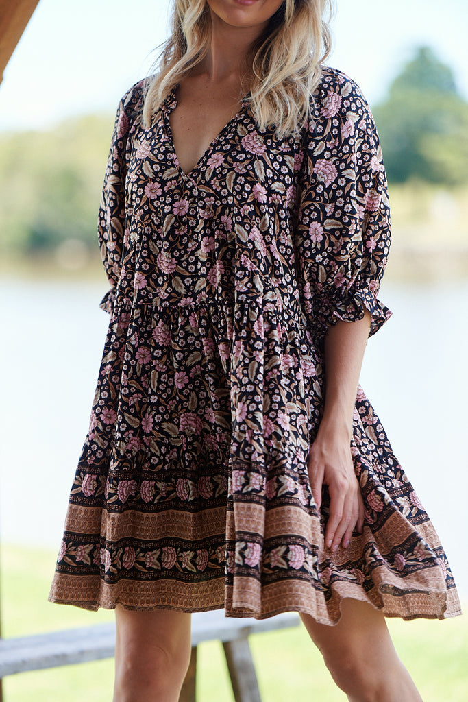 Jaase Sarah Print Petal Mini Dress - Lilac and Mila