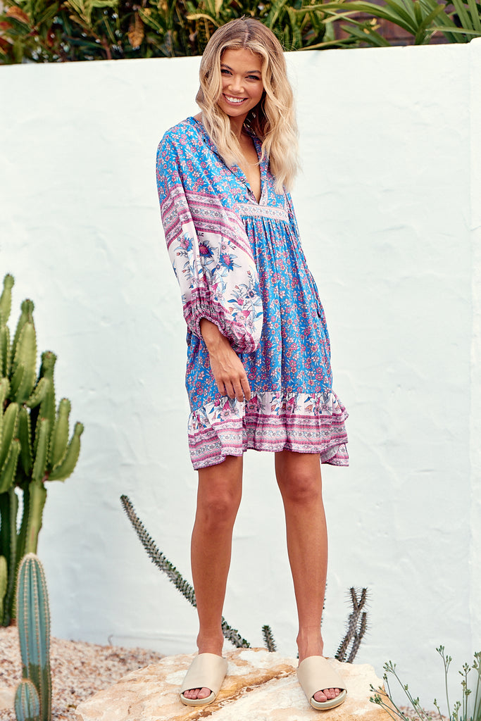 Jaase Blu Print Zarina Dress - Lilac and Mila