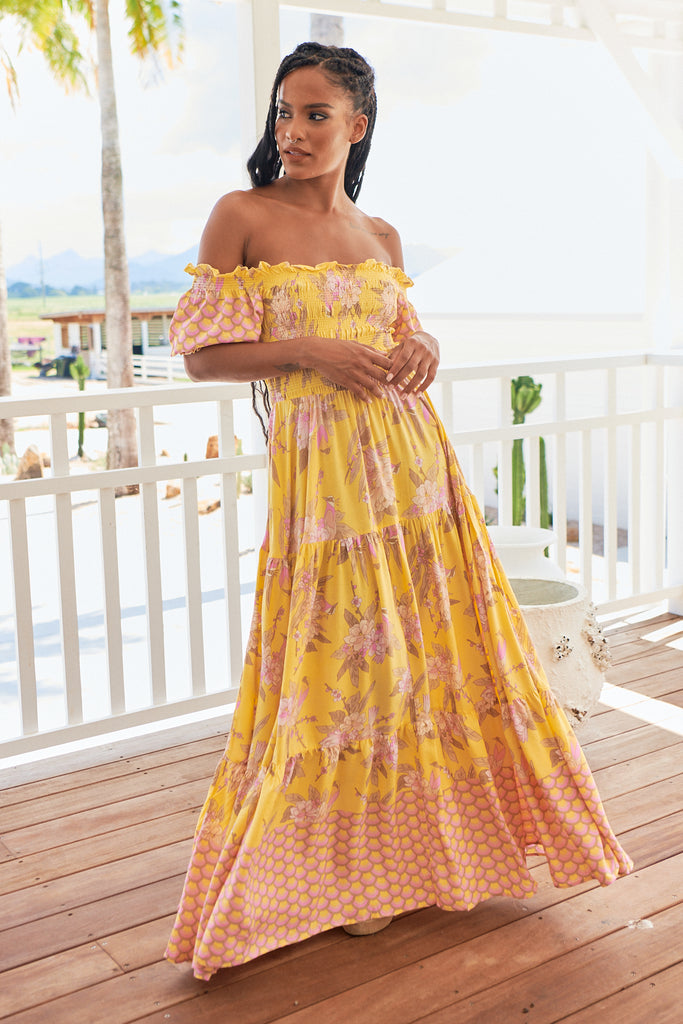 Sol Print Claudette Maxi Dress - Lilac and Mila