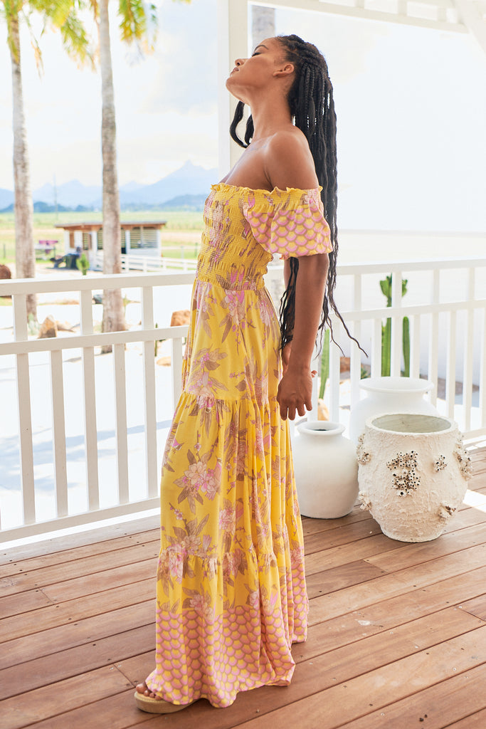 Sol Print Claudette Maxi Dress - Lilac and Mila