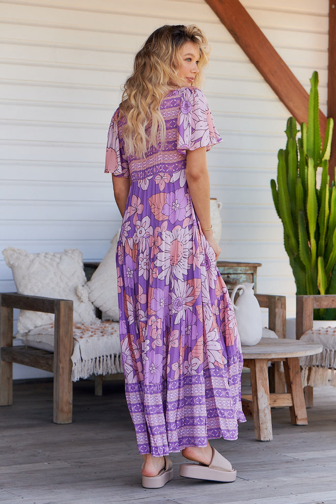 Jaase Purple Rain Print Yoli Maxi Dress - Lilac and Mila