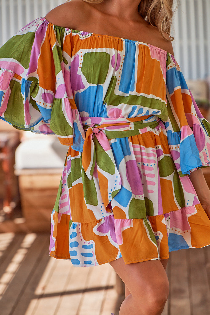 Pablo Print Jasmine Mini Dress - Lilac and Mila