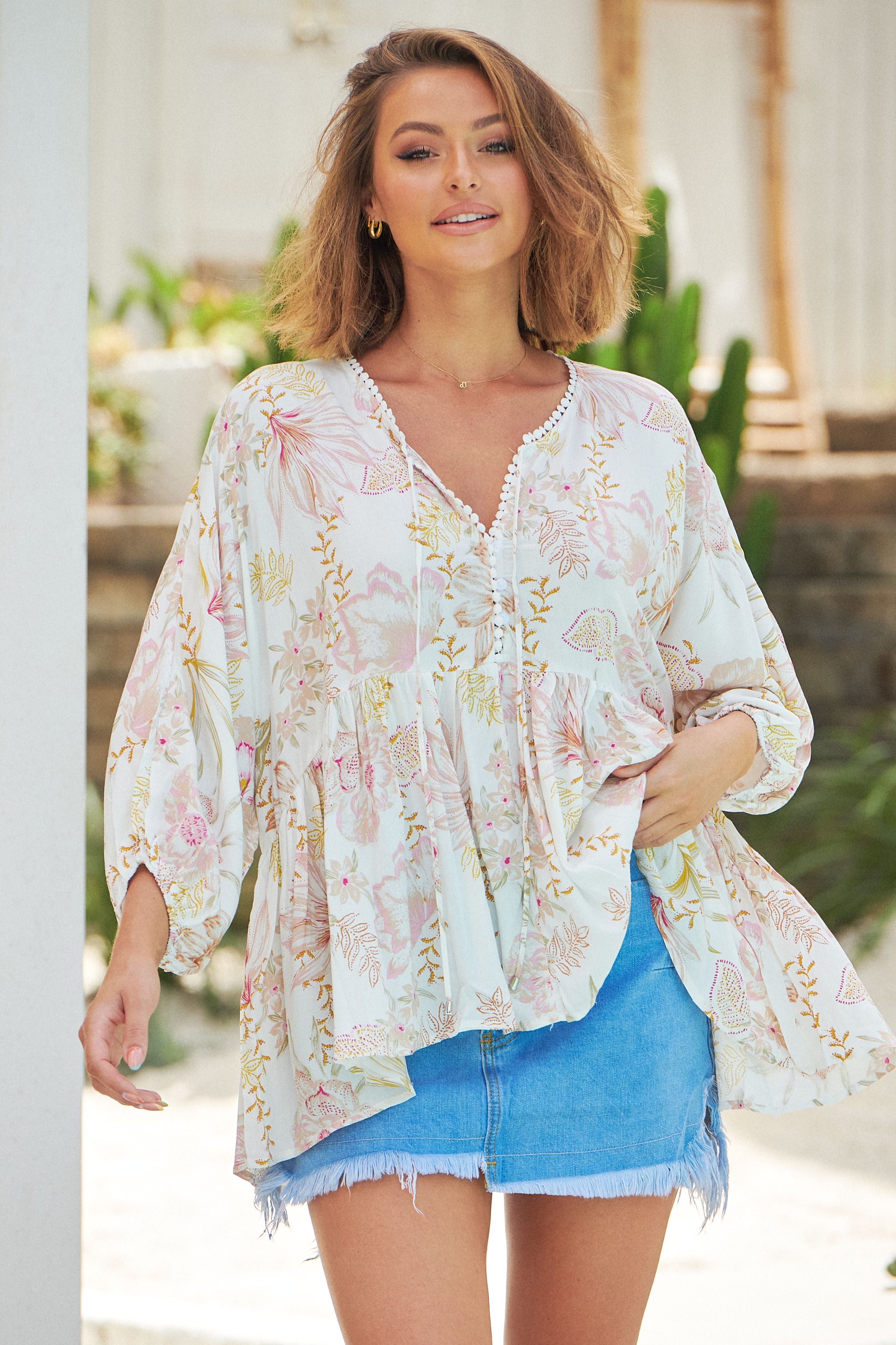 Jaase Sidney Print Chloe Top - Lilac and Mila